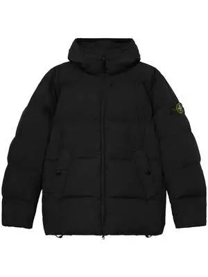 Stone Island Piumino Resistente Al Vento Con Antigoccia - Black