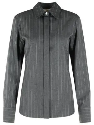Sportmax Pepli' Tight Shirt In Medium Grey Wool