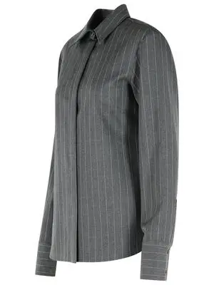 Sportmax Pepli' Tight Shirt In Medium Grey Wool