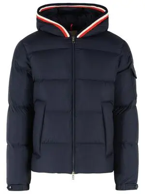 Moncler Navy Polyester Short 'lacfroid' Hooded Down Jacket
