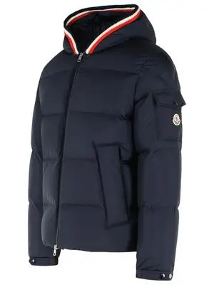 Moncler Navy Polyester Short 'lacfroid' Hooded Down Jacket