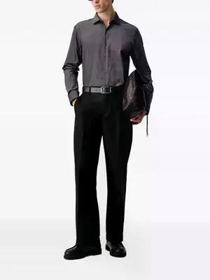 LES DEUX Brushed-twill Tailored Trousers - Black