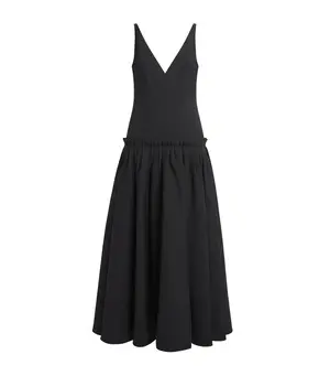 AMI Paris Wool Gabardine Midi Dress - Grey