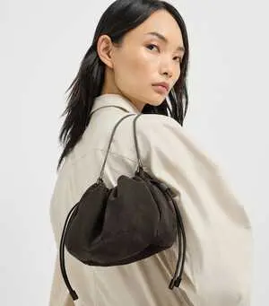 Brunello Cucinelli Suede Drawstring Cross-body Bag