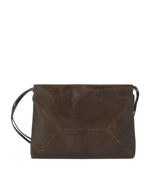 Brunello Cucinelli Leather Lizard-embossed Pouch - Brown