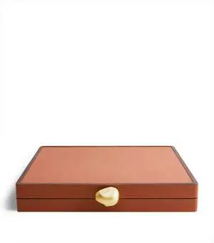 Assouline Leather Pebble Backgammon Set