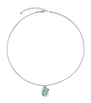 Monica Vinader Sterling Silver And Aquamarine Odyssey Gemstone Necklace - Blue