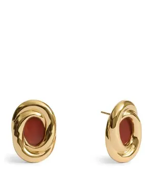 Monica Vinader Gold Vermeil And Jasper Gemstone Ochre Earrings - Red