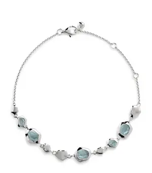 Monica Vinader Sterling Silver And Aquamarine Odyssey Pebbled Bracelet - Blue