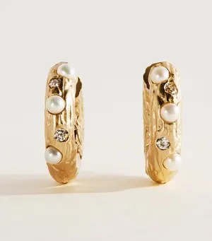 Anni Lu Freshwater Pearl-crystal Hoop Earrings