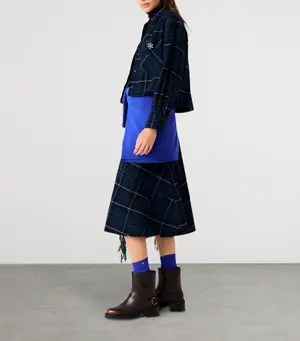 Maje Cropped Tartan Shirt