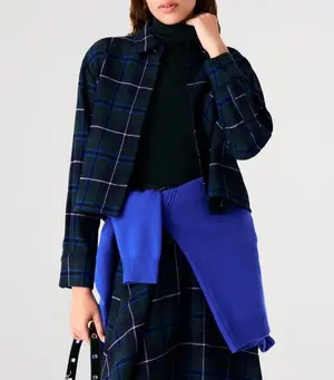 Maje Cropped Tartan Shirt
