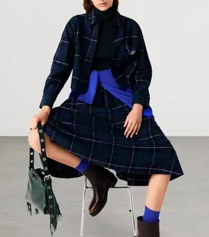 Maje Cropped Tartan Shirt