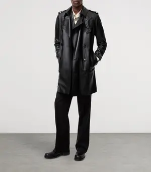 Burberry Leather Kensington Trench Coat
