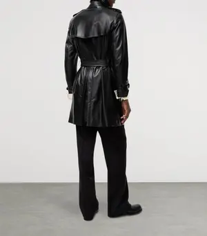 Burberry Leather Kensington Trench Coat