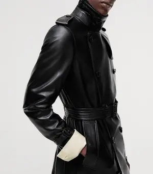 Burberry Leather Kensington Trench Coat