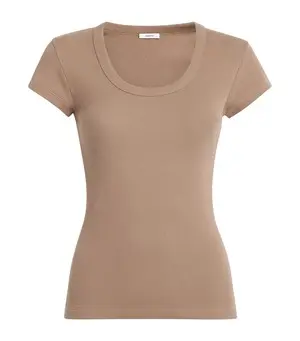 JOSEPH Stretch-cotton Ribbed Saba Top - Brown