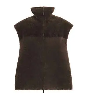 JOSEPH Textured Shearling Reversible Nico Gilet - Brown