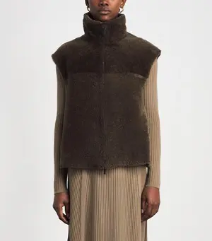 JOSEPH Textured Shearling Reversible Nico Gilet
