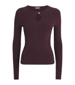 JOSEPH Merino-blend Keyhole Luz Sweater - Brown