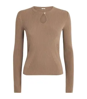 JOSEPH Merino-blend Keyhole Luz Sweater - Brown