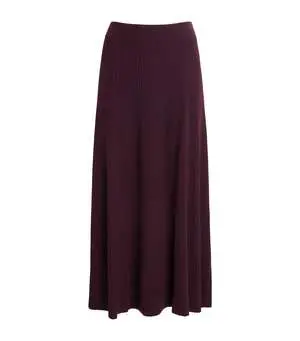 JOSEPH Merino-blend Ribbed Hallie Midi Skirt - Brown