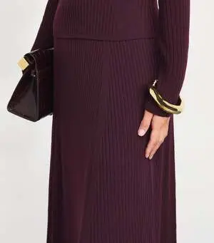 JOSEPH Merino-blend Ribbed Hallie Midi Skirt