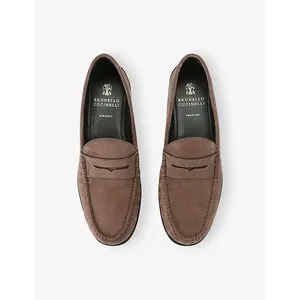 Brunello Cucinelli Ruched Suede Penny Loafers