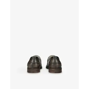 DUKE + DEXTER Wilde Distressed Leather Penny Loafers