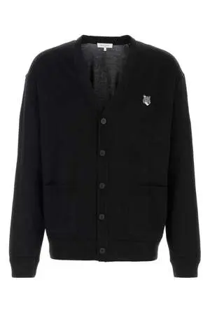 Maison Kitsuné Fox Head Merino Comfort Cardigan For - Black