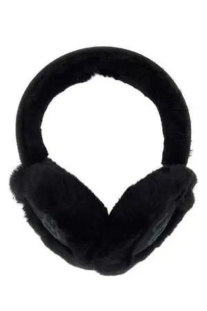UGG Sheepskin Embroidered Mini Earmuffs - Black