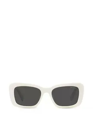 Miu Miu Logo-plaque Rectangle-frame Sunglasses - Neutrals