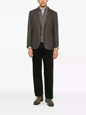 Corneliani Herringbone-pattern Single-breasted Jacket - Brown