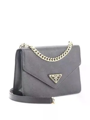 Prada Envelope Flap Chain Shoulder Bag Saffiano Leather Small Crossbody Bag