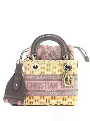 Dior Lady Bag Wicker And Oblique Canvas Mini Tote Bag