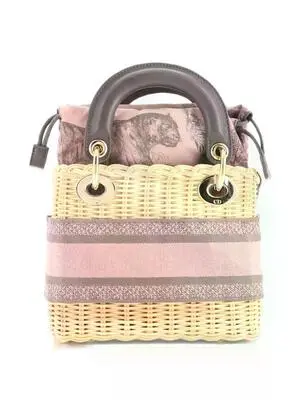 Dior Lady Bag Wicker And Oblique Canvas Mini Tote Bag