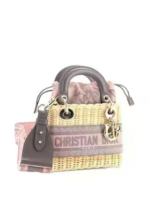 Dior Lady Bag Wicker And Oblique Canvas Mini Tote Bag