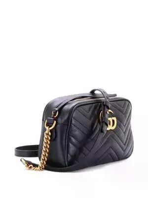Gucci Gg Marmont Shoulder Bag Matelasse Leather Small Crossbody Bag - Black