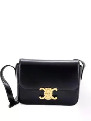 Celine Triomphe Shoulder Bag Smooth Calfskin Nano Crossbody Bag - Black