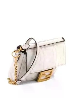 Fendi Baguette Nm Bag Zucca Embossed Leather Mini Crossbody Bag