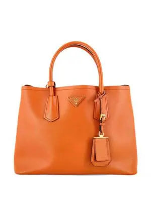 Prada Cuir Double Saffiano Leather Medium Tote Bag - Orange