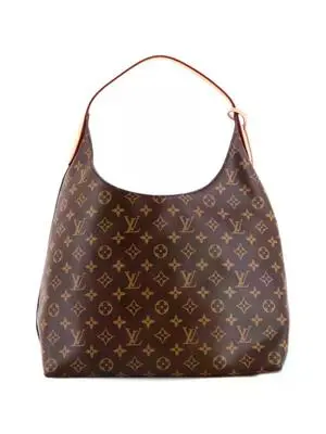 LOUIS VUITTON Flower Monogram Canvas With Leather Hobo Bag - Brown