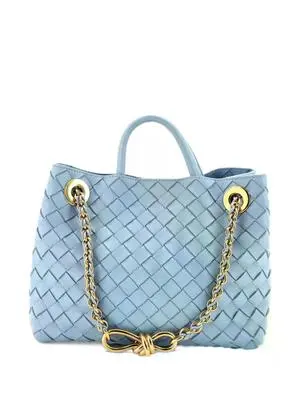 Bottega Veneta Andiamo Chain Top Handle Bag Intrecciato Nappa Small Satchel - Blue