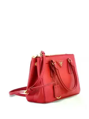 Prada Double Zip Lux Saffiano Leather Small Tote Bag
