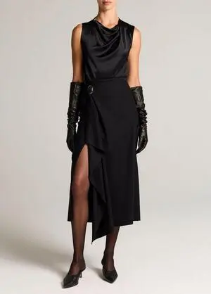 Vince Brooch-detail Wool-blend Flannel Wrap Skirt - Black