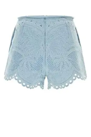 Zimmermann Embroidered Denim Shorts