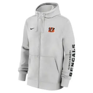 Nike Cincinnati Bengals Club Nfl Full-zip Hoodie - Grey
