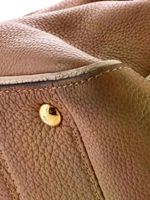 LOUIS VUITTON Double V Handbag Calfskin With Monogram Canvas Satchel - Brown