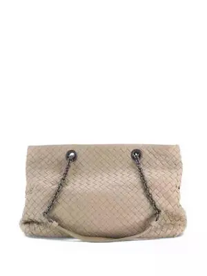 Bottega Veneta Double Chain Intrecciato Nappa Medium Tote Bag - Neutrals