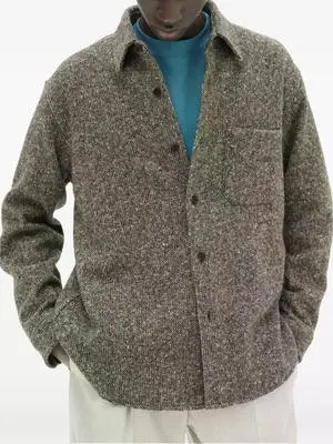 Auralee Tweed Shirt Jacket - Brown